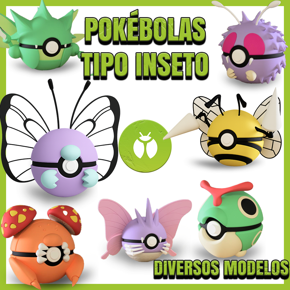 Pokébolas Personalizadas Tipo Inseto 🐛 | Butterfree, Scizor, Heracross ...