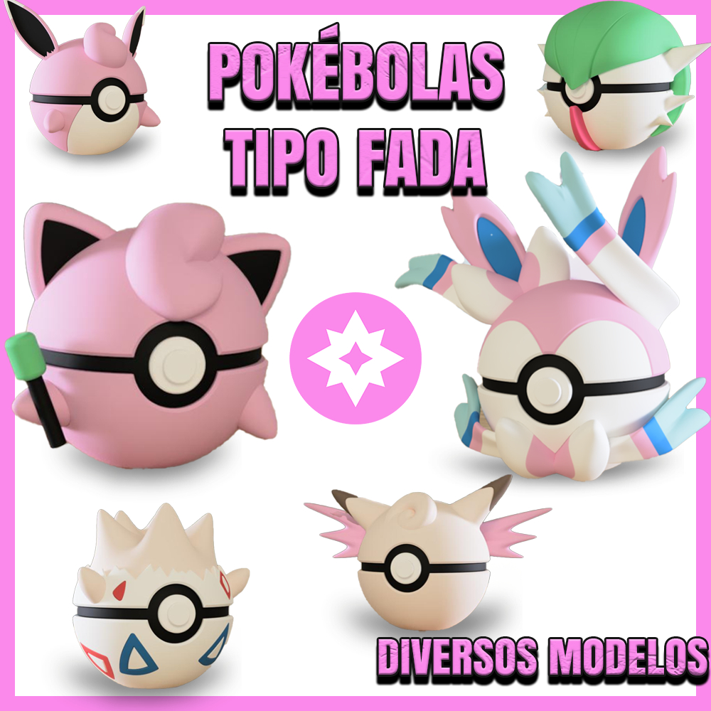 Pokébolas Personalizadas Tipo Fada 🧚 | Sylveon, Clefairy, Gardevoir e ...
