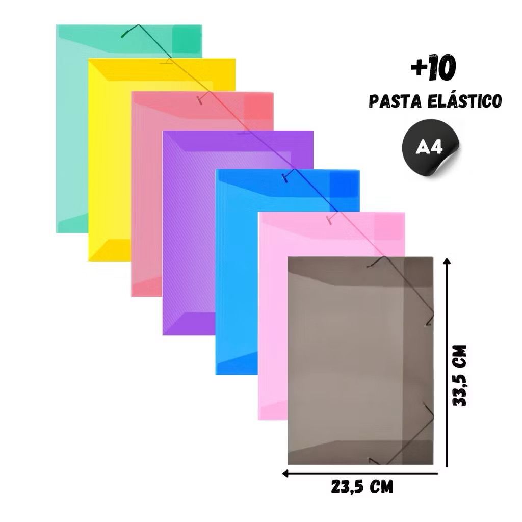 Pastas com Elástico Aba Ofício Grande A4 Ofício 335x235mm Modelo Fino ACP | Shopee Brasil