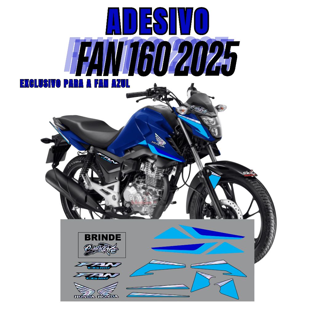 Adesivo Fan 160 2025 Á 2026 Kit Faixas Holográficas Moto Emblemas ...