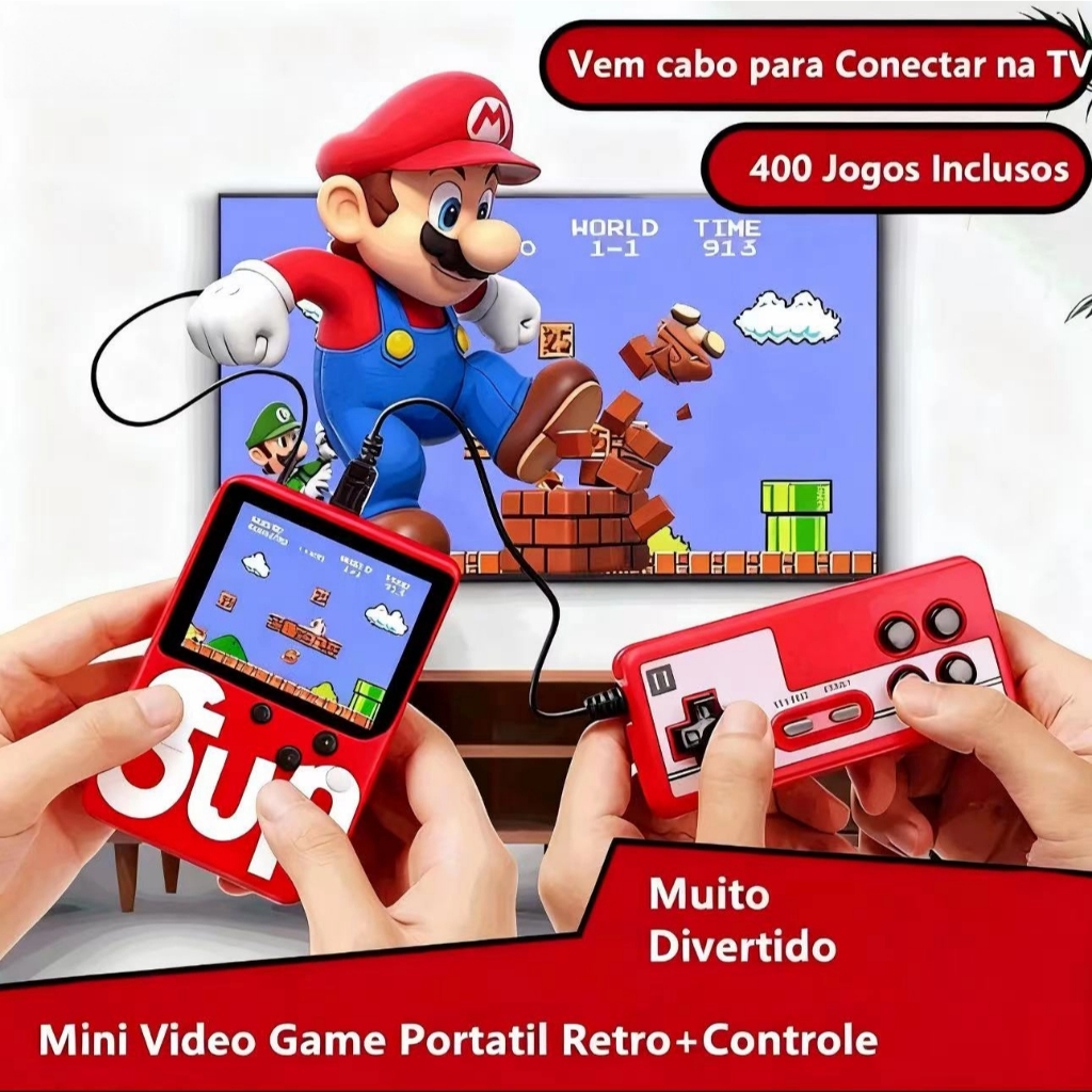 Mini Video Game Sup Game Box 400 Jogos Em 1 Portátil Jogos Antigos com ...