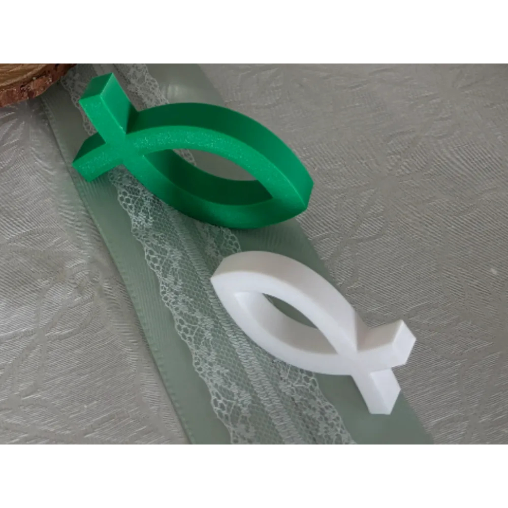 Símbolo Cristão Peixe Ichthys – Escultura Religiosa Cores ...