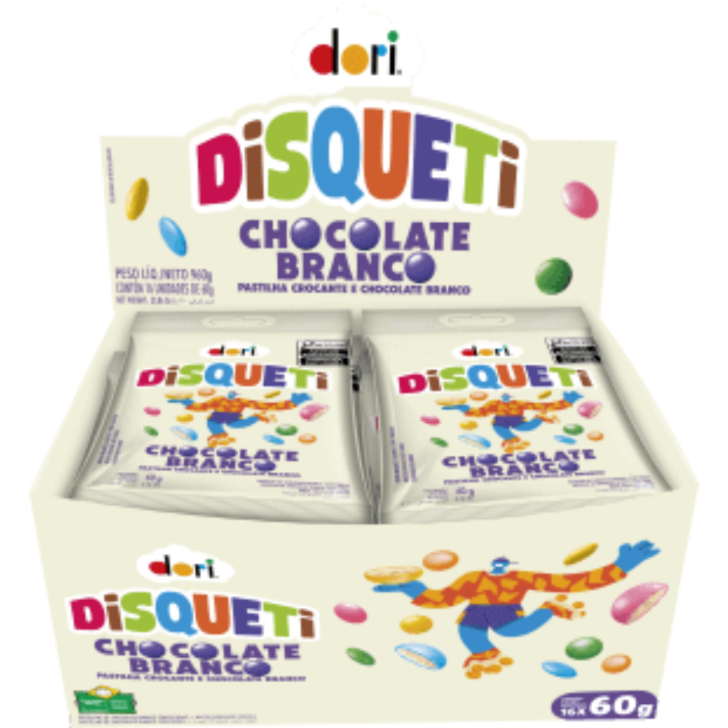 Disqueti Chocolate Branco - Caixa com 18 unidades Dori | Shopee Brasil