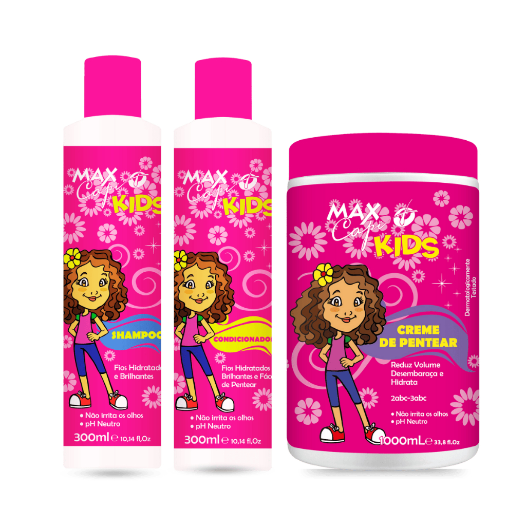 Kit Capilar Kids Max Capi Hidratação Diária Cachos Definidos pH Neutro ...