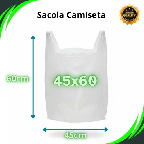 Fardo 1000un Sacola Camiseta Branca 45x60 | Embalagem Lisa Resistente ...