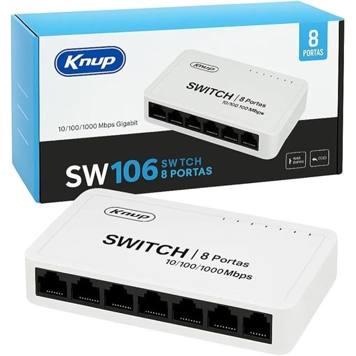 Kit 2 Switches De Rede RJ45 8 Portas 1000Mbps Knup SW106 Gigabit ...