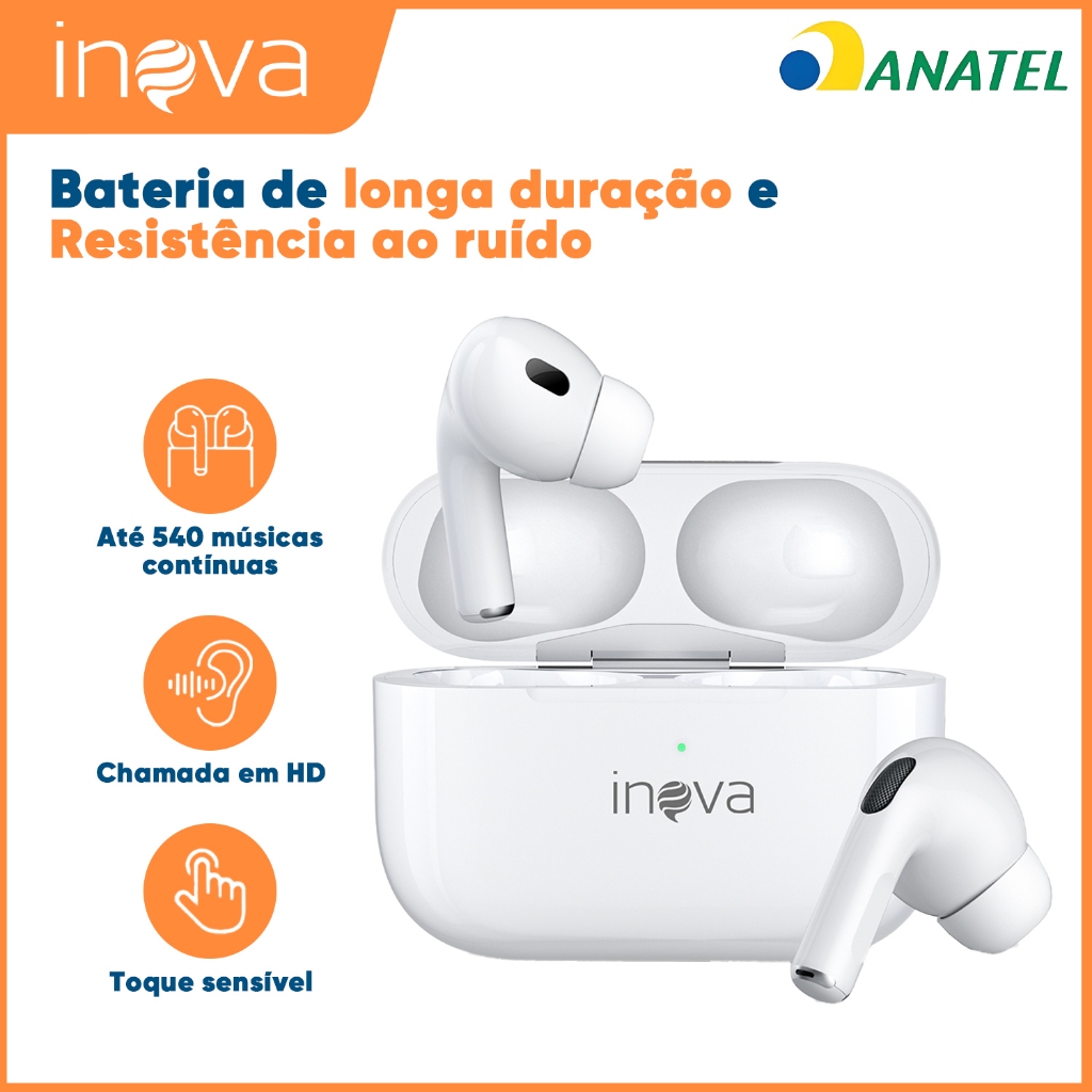 INOVA Fone Bluetooth TWS Sem Fio Pro com Cancelamento de Ruído ...