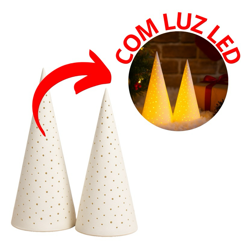 Mini Árvores de Natal Decorativas com LED 15cm Enfeite Natalino ...