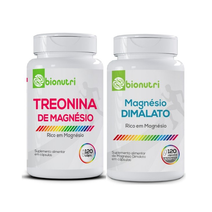 Kit de Suplementos Alimentares Treonina + Magnésio Dimalato (120 cápsulas) - Bionutri | Shopee ...