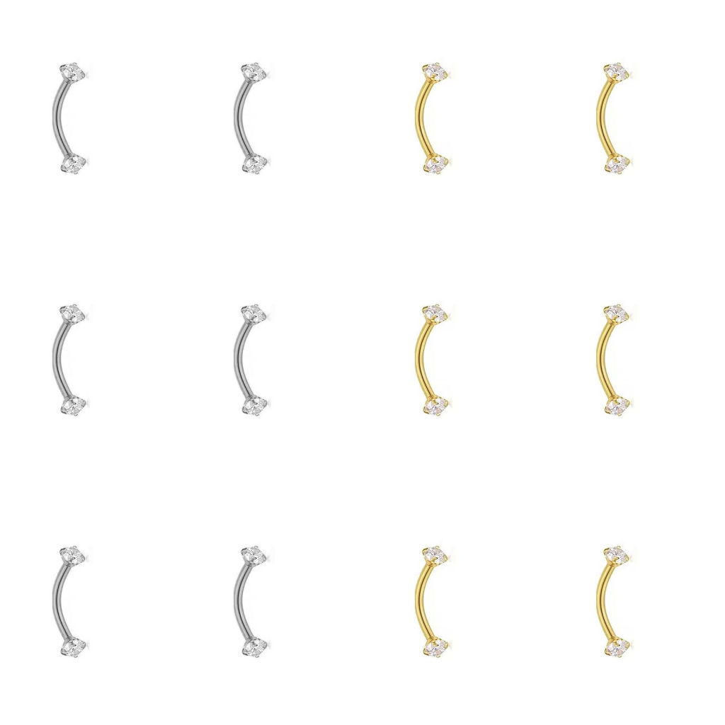 kit 12 Piercing Curvo Zircônia Sobrancelha/Tragus/ Cartilagem -Cor ...