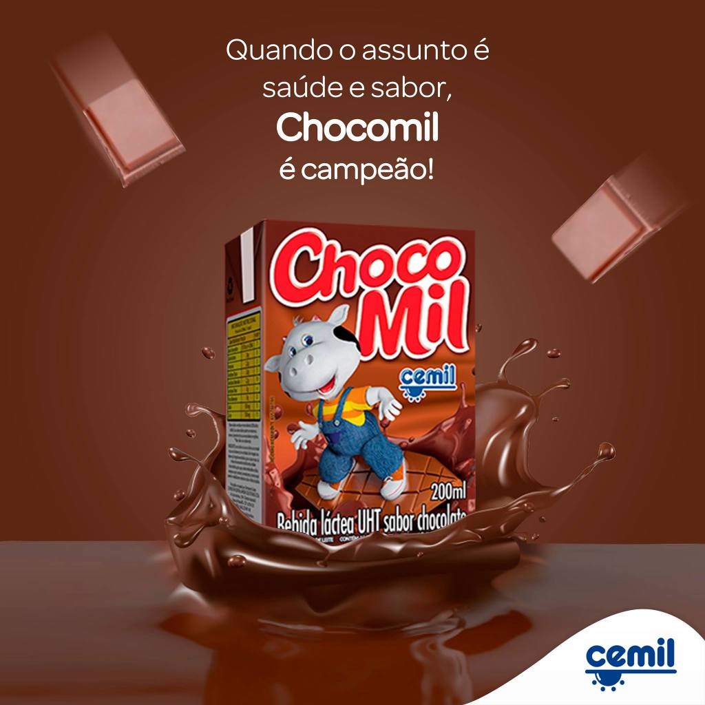 27 Bebida Láctea chocomil Cemil 200ml sabores Chocolate e Morango ...