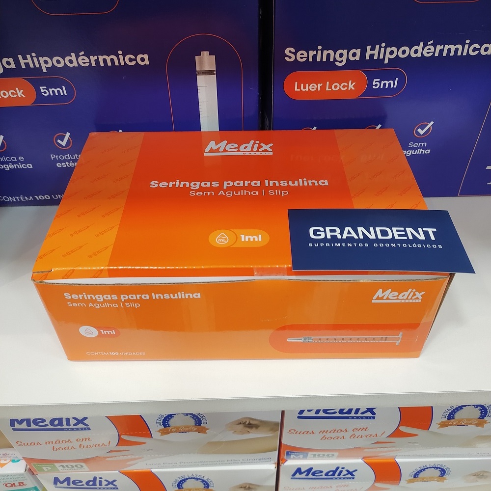 Seringa 1ml Insulina Descartável Sem Agulha Medix - 100 unid - Escolha ...