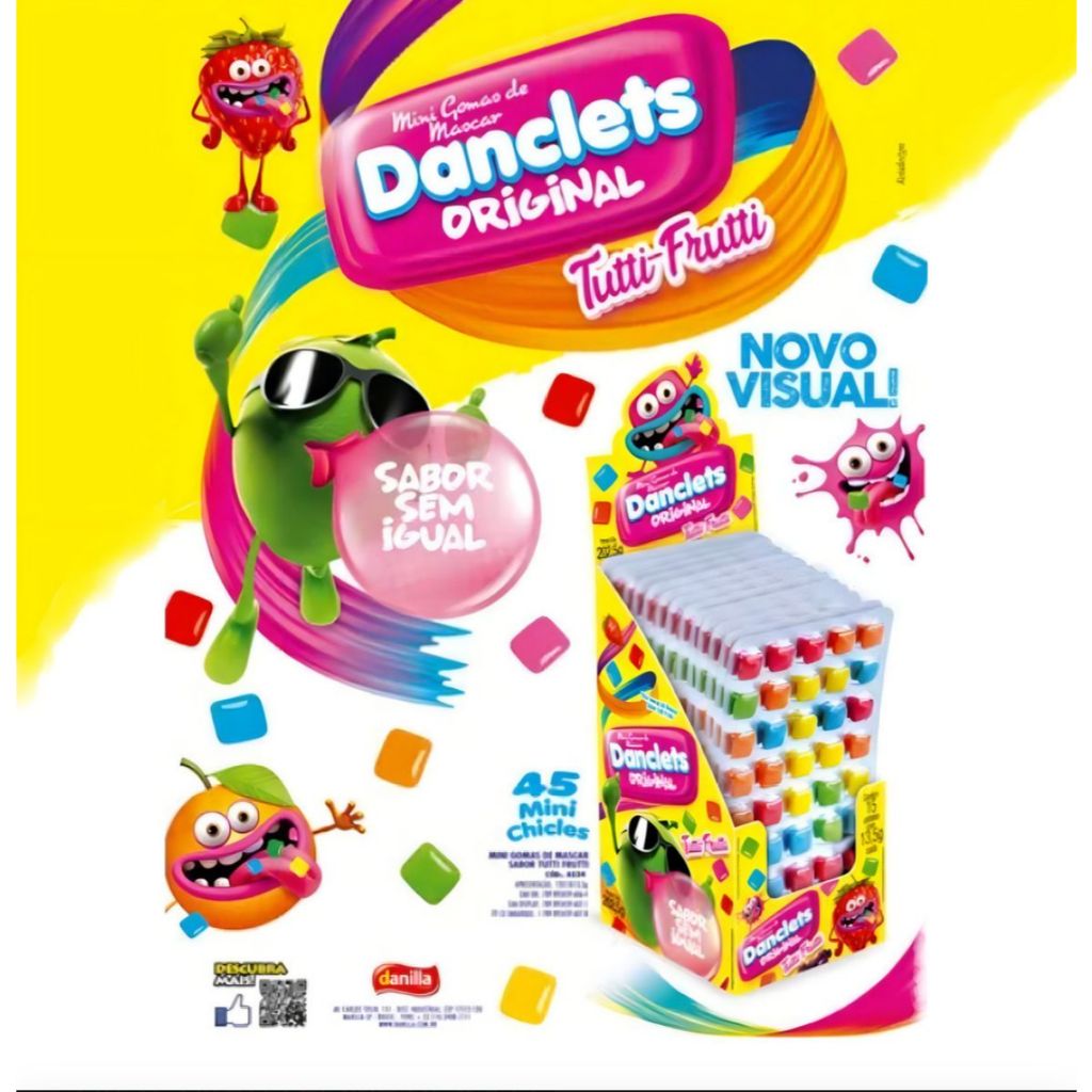 Danclets – Caixa com 15 Unidades – Cartelas com 35 Mini Chicletes (10 ...