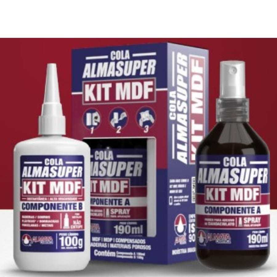 COLA INSTANTANEA 100ML+CATALISADOR 190ML ALMA SUPER KIT MDF(COMPONENTE ...