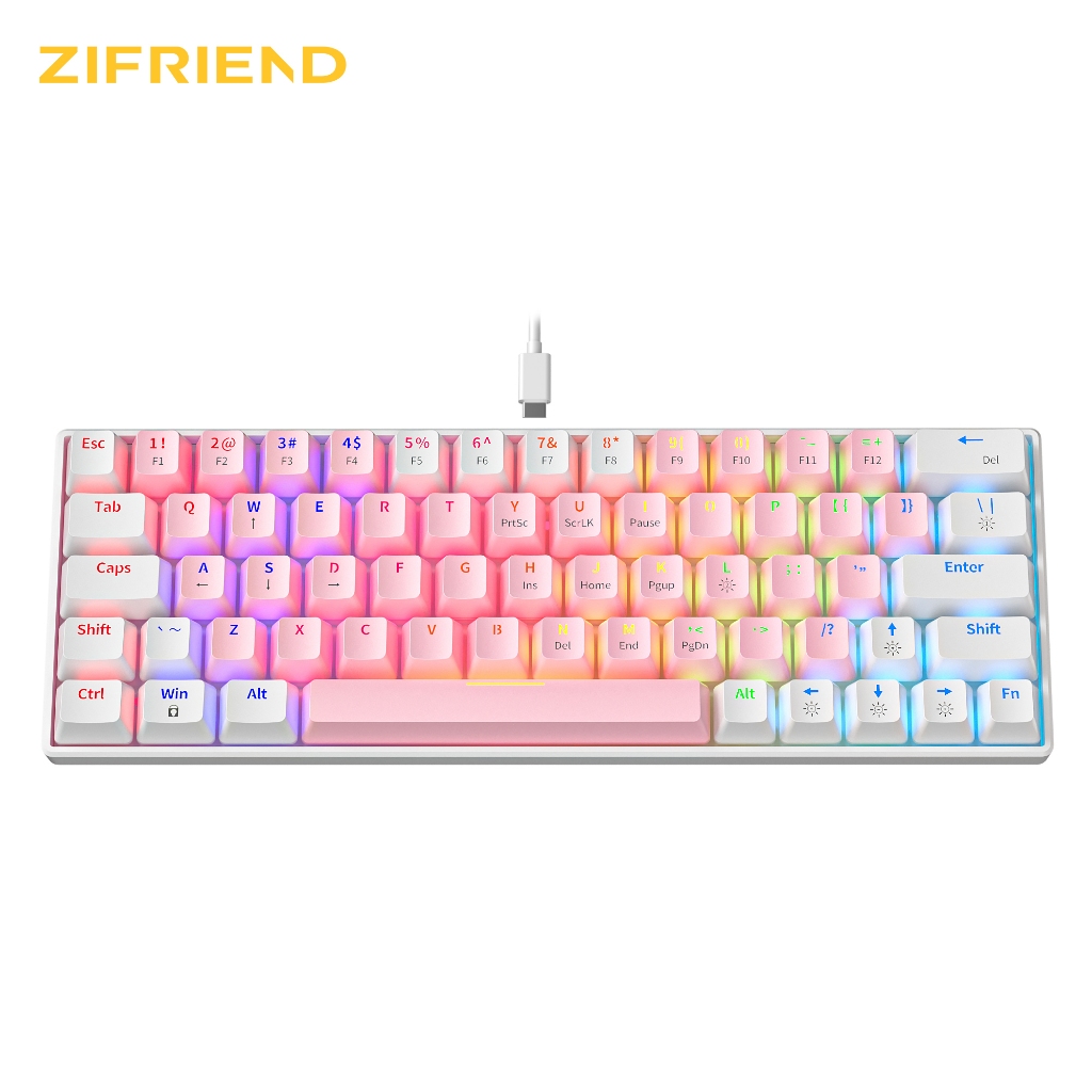 ZIFRIEND KA646 Teclado Gamer Mecânico Com Fio Mistura RGB, Switch Blue ...