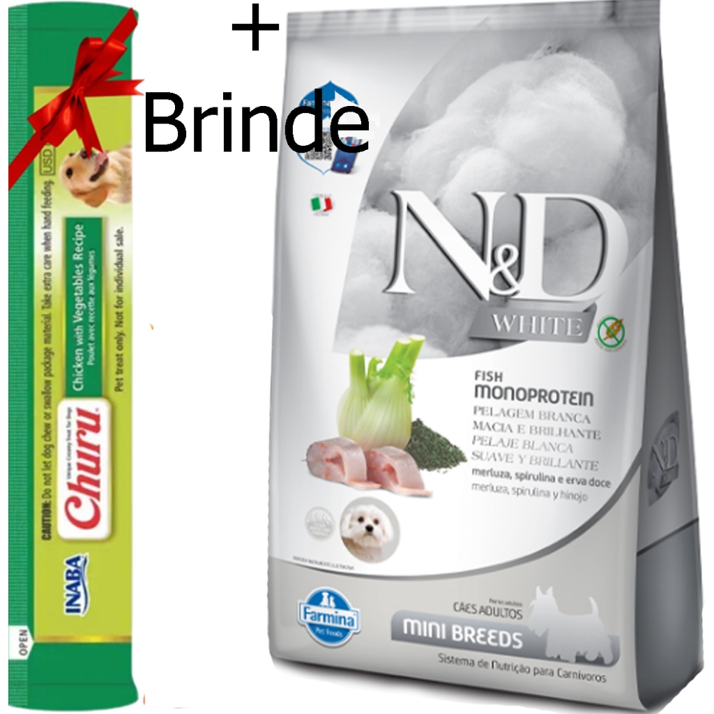 Ração Cães N&d White Adulto Raças Pequenas Mini 2Kg pelos macios e ...