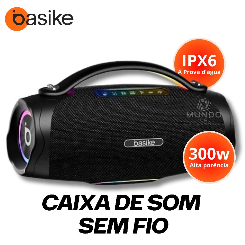 Basike rad-181 Caixa de Som Bombox 300W Bluetooth V5.3 lPX6 com ...