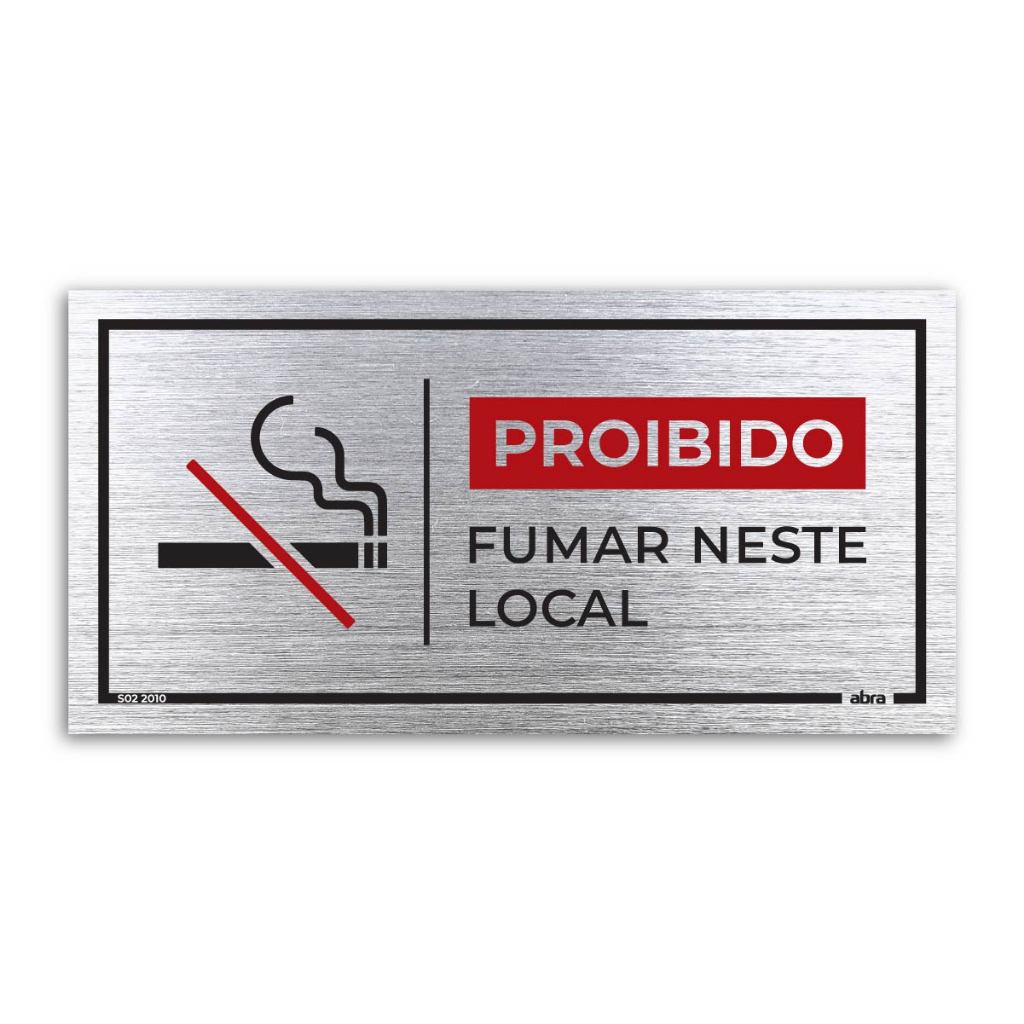 Placa de Sinalização Proibido Fumar Neste Local 20x10 cm com Adesivo de ...
