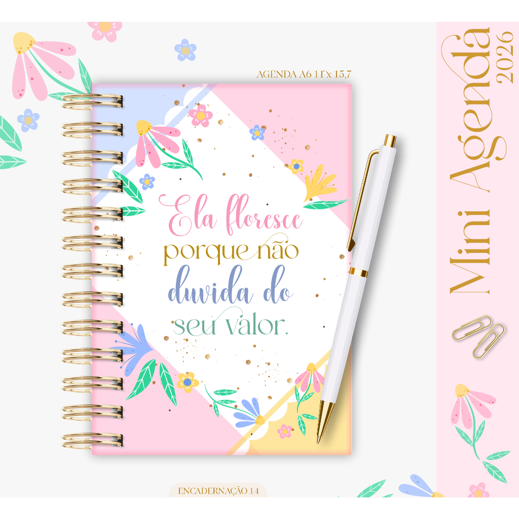 Mini Agenda 2026 tamanho A6 (15x10cm) - Agenda 2026- Agenda de Bolsa ...