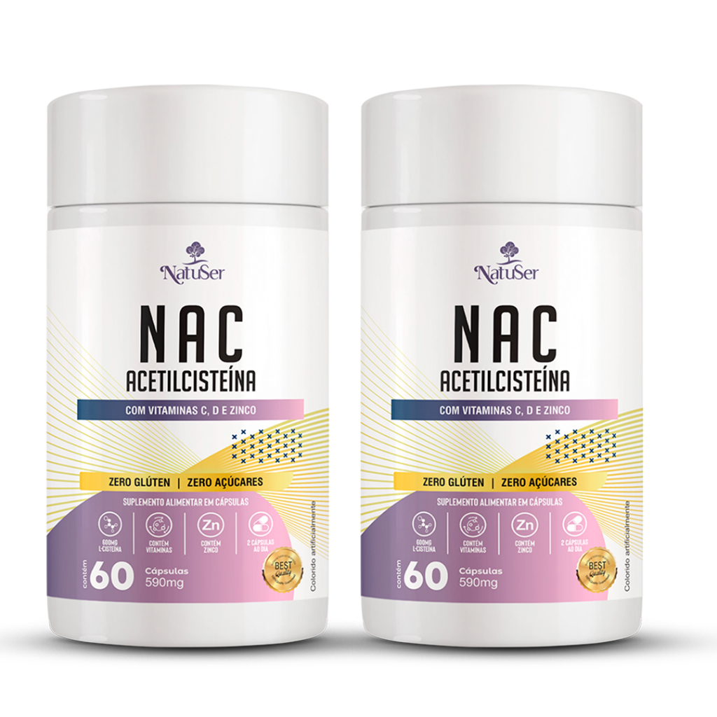 Kit 2 NAC N-Acetilcisteína 590mg 120 Cápsulas Fortalecimento da ...