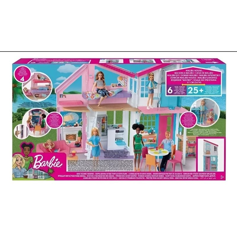 Casa Barbie Malibu Mattel Hcd50 24 Acessórios 61cm | Shopee Brasil
