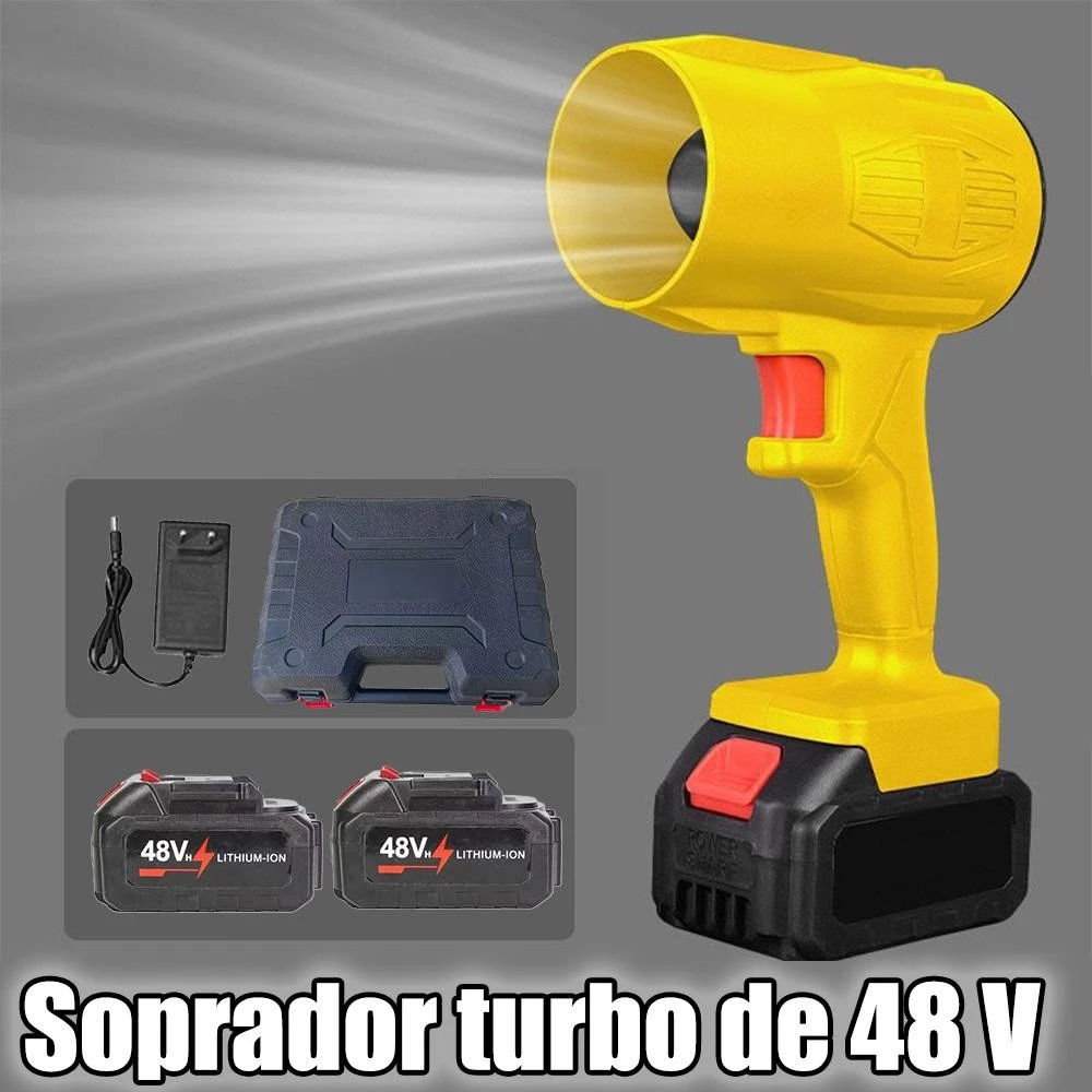 Soprador De Folhas Turbo Portátil Recarregável 48v Com 2 Baterias Potente Limpeza Interna e ...