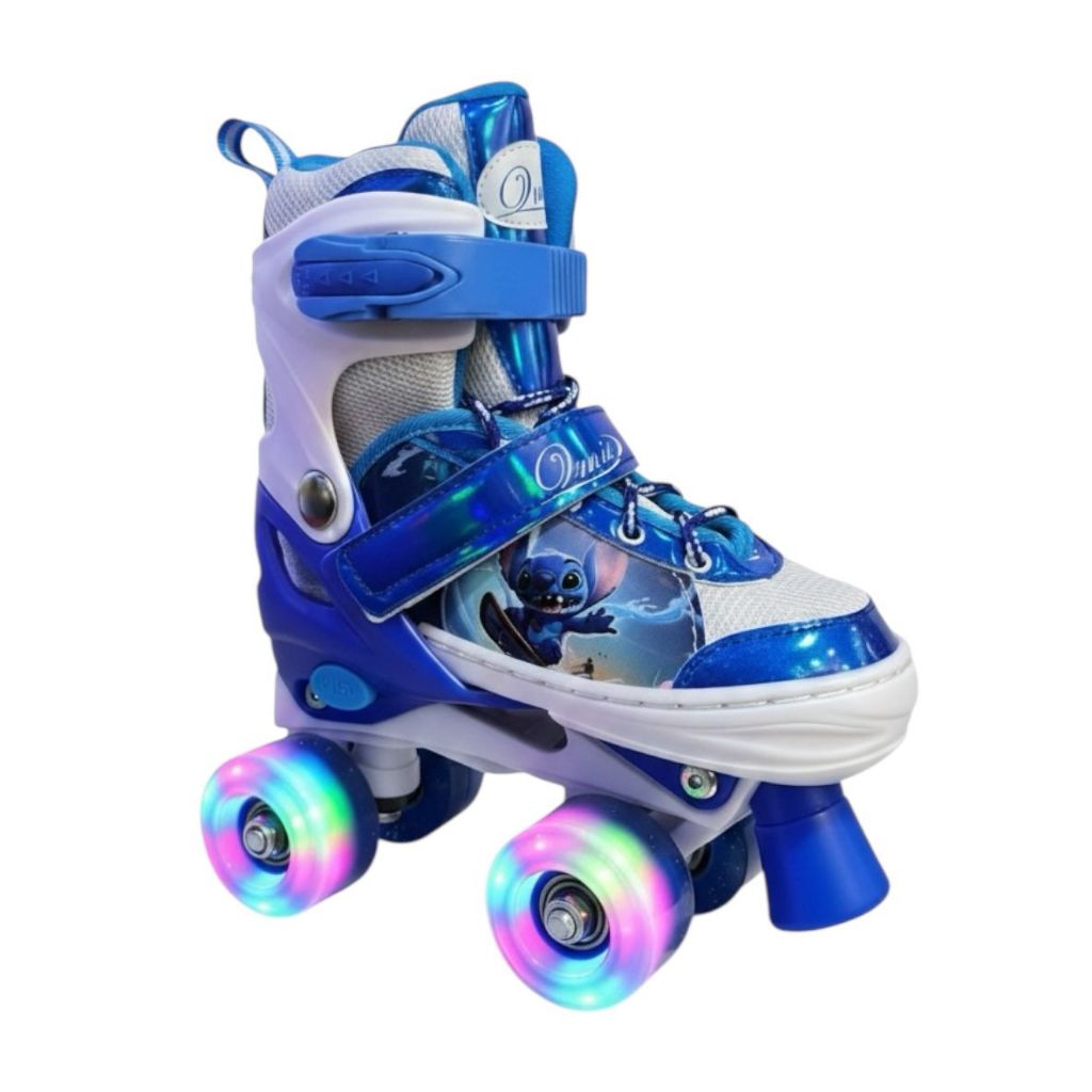 Patins Stitch Quad 4 rodas Infantil Tamanho Ajustável Rodinhas Com Led ...