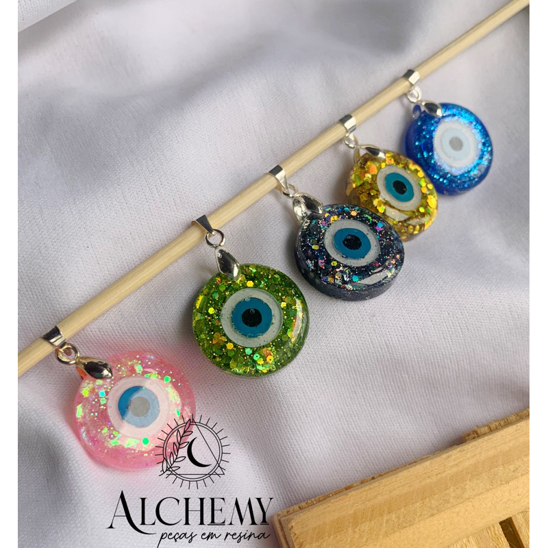 Pingente Olho Grego Resina Brilhante – Amuleto de Proteção Contra ...