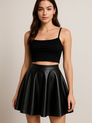Saia Feminina Gode em Couro Sintético – Saia Rodada Moda Casual (P M G ...