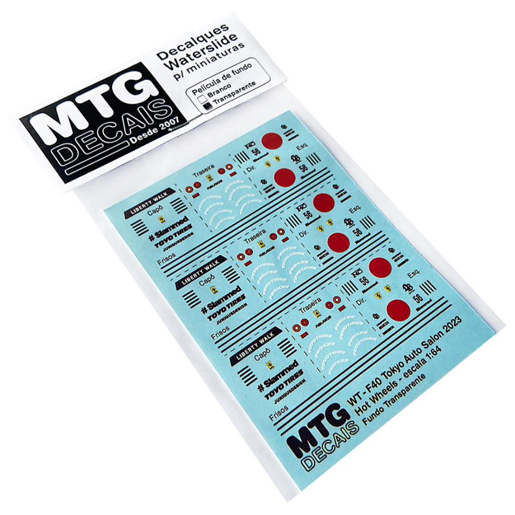 Decalque Ferrari F40 Tokyo Auto Salon escala 1:64 Hot Wheels Inno64 ...