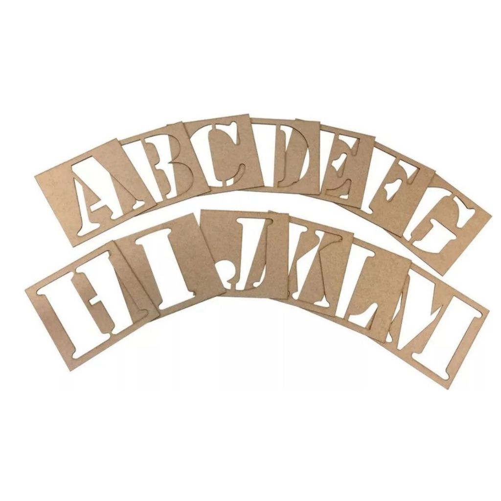 Kit Molde de Stencil De Letras de 10 cm E Numeros 12 cm Em Mdf Cru ...