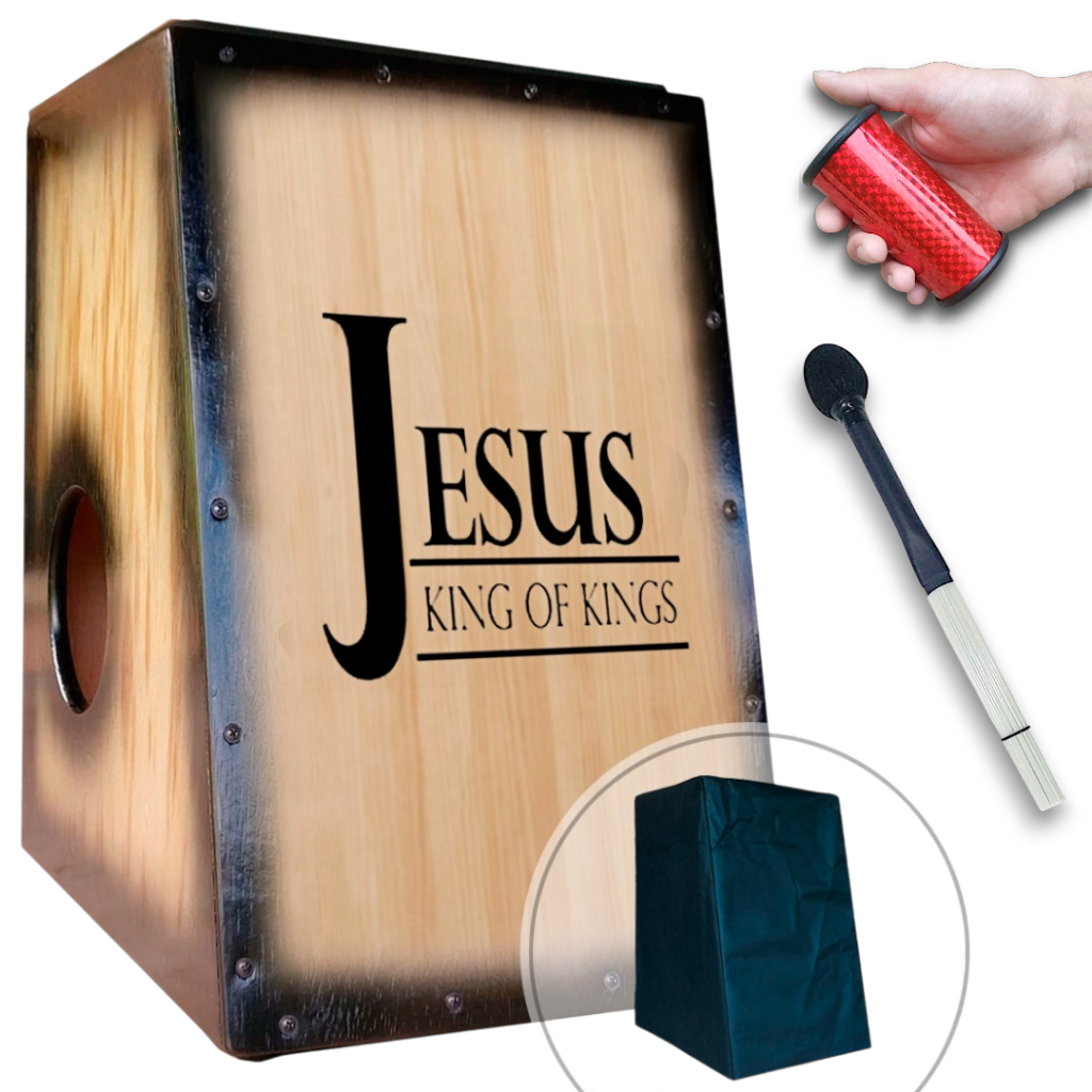 Cajón/carron Elétrico Nome Jesus King Of Kings + Sleep + Vassourinha ...