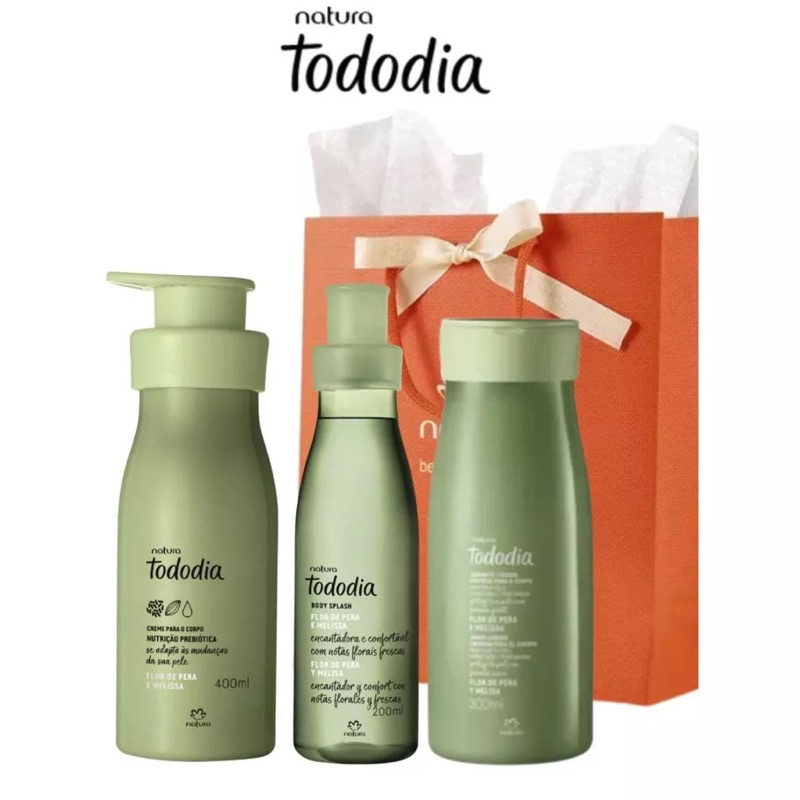 Kit Creme Hidratante Flor de Pera e Melissa + Sabonete líquido + Body Splash Natura Tododia ...