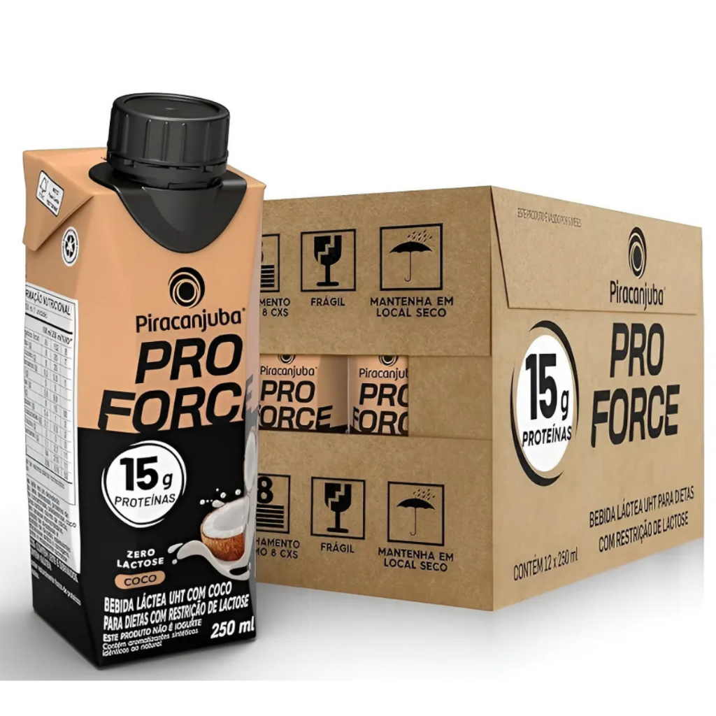 Kit 12 Bebida Lactea Pro Force15g Proteina Zero Lactose Piracanjuba Coco 250ml | Shopee Brasil