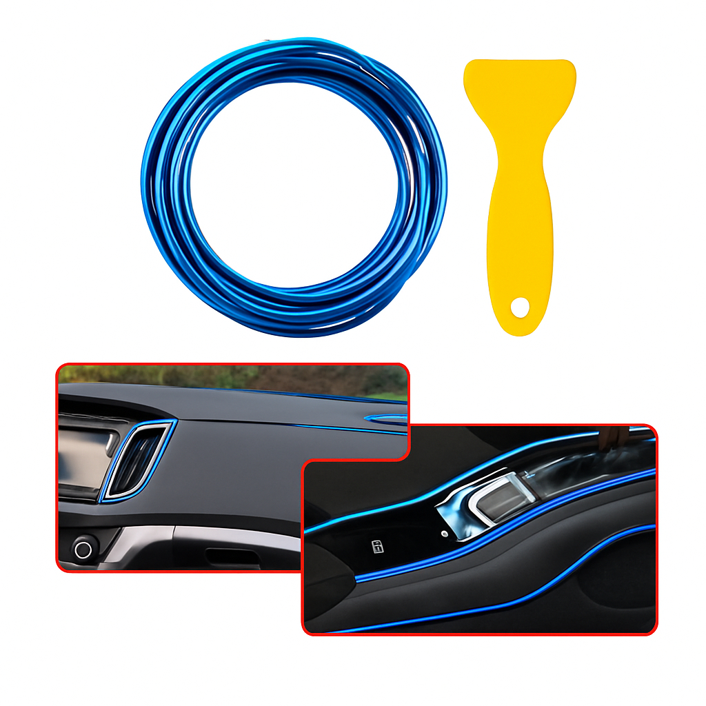 Fita Friso Filete Painel Carro Tuning Azul Interior Metalizado | Shopee ...