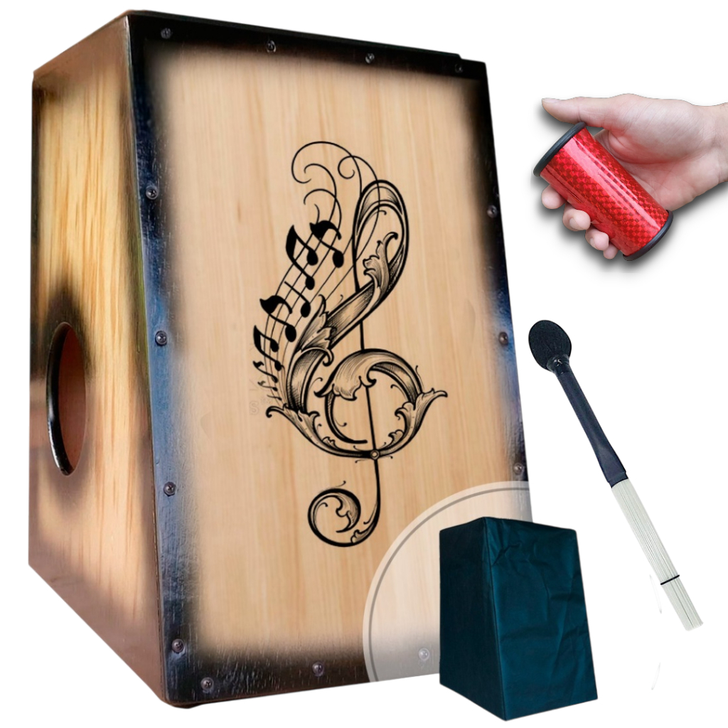 Cajón/carron Elétrico Clave Sol Vetor + Chocalho + Baqueta | Shopee Brasil