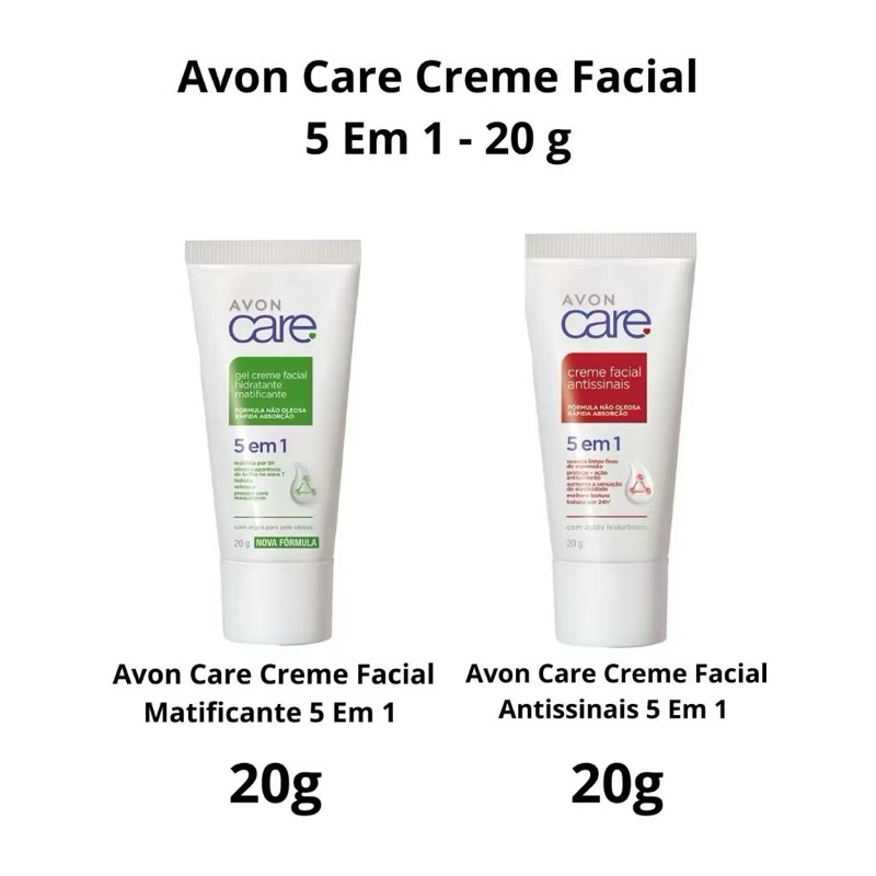 Gel-creme Avon 5 Em 1 + Creme facial Antissinais Avon Care Sérum Facial ...