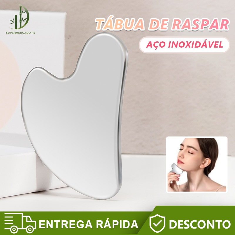 Placa Gua Sha Inox 95g – Massagem Facial, Skincare, Antirugas e ...