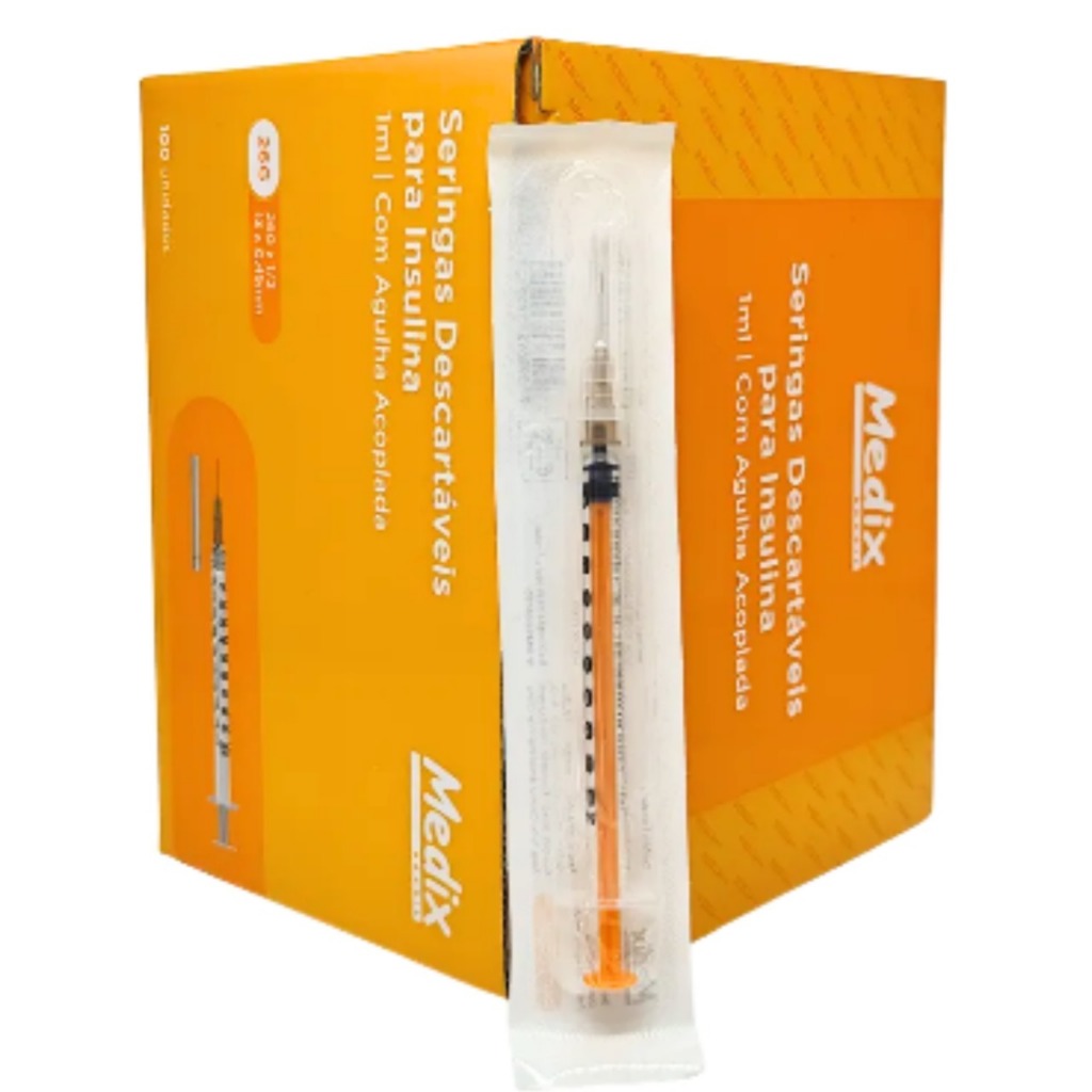 Seringa Insulina 1ml C/Agulha Removível 13x0,45 - C/100un | Shopee Brasil