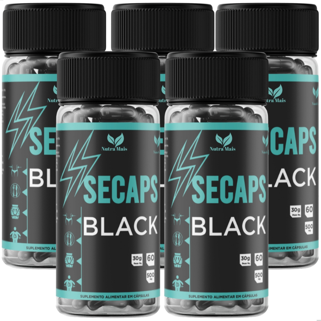 5 Secaps Black Original Suplemento Alimentar Natural Envio Imediato Secaps Max | Shopee Brasil