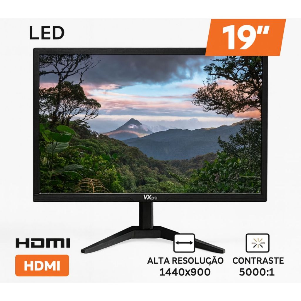 Monitor LED 19 HDMI VGA 1440x900 Full HD PC Computador Escritório ...