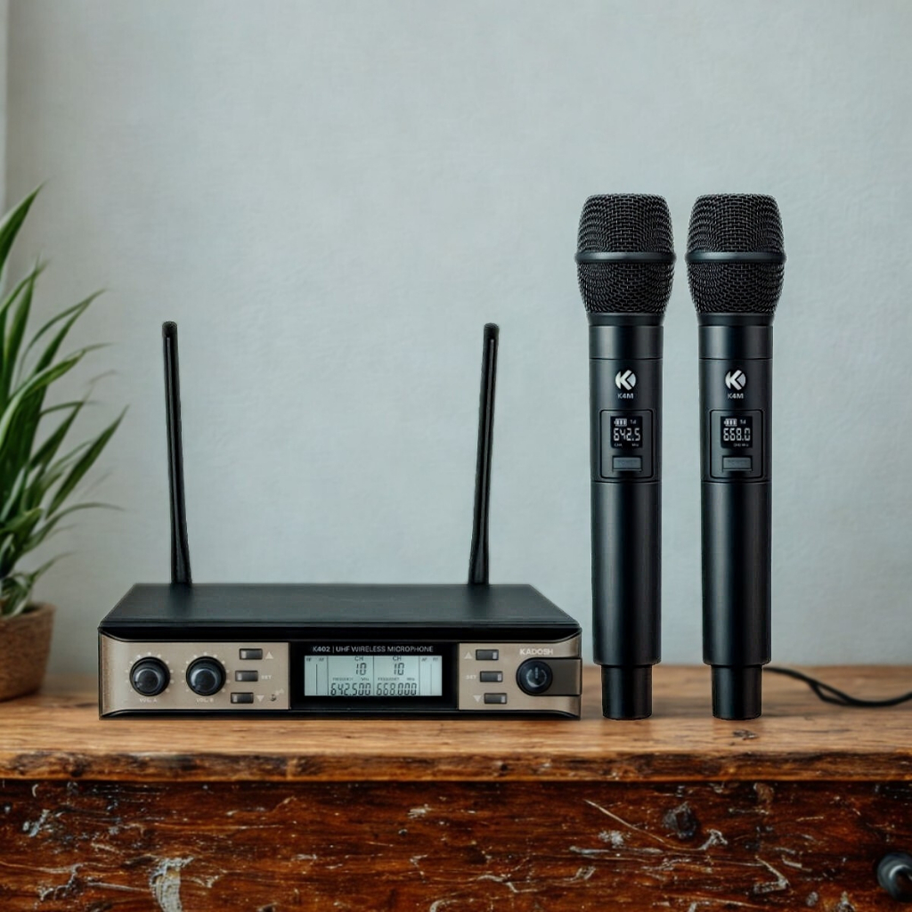 Microfone Kadosh Duplo Sem Fio Uhf Display Digital K-402m | Shopee Brasil