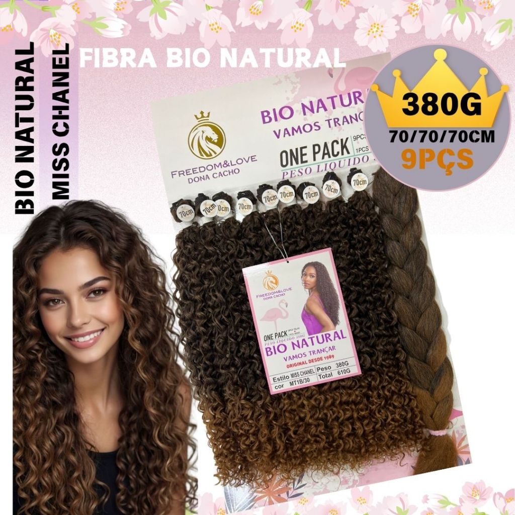 CABELO MISS CHANNNEI CACHEADO 380 Gramas/ 70 Cm/ Fibra Bio Natural / 9 ...