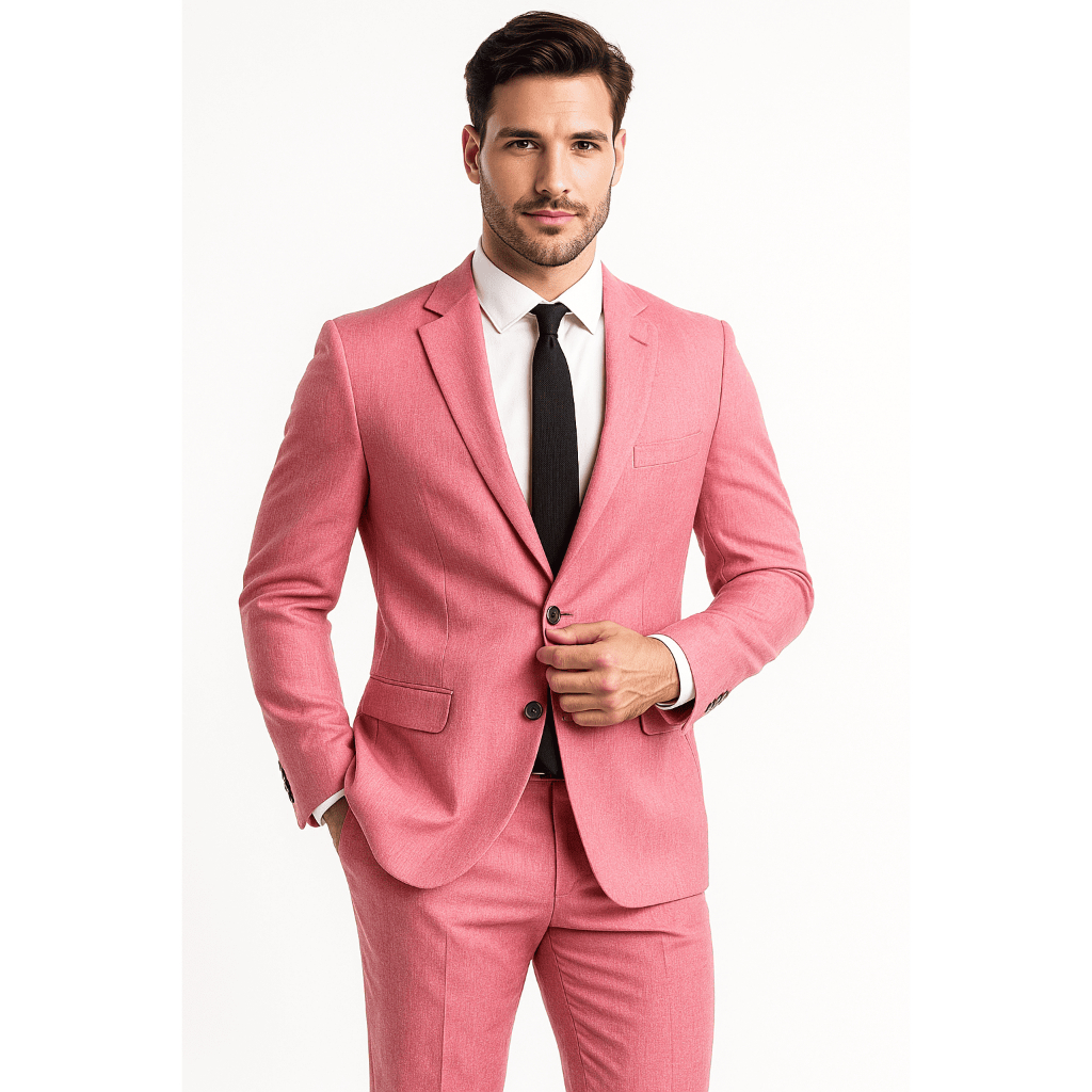 Terno Masculino Slim Rosa Melange | Microfibra Premium | Shopee Brasil