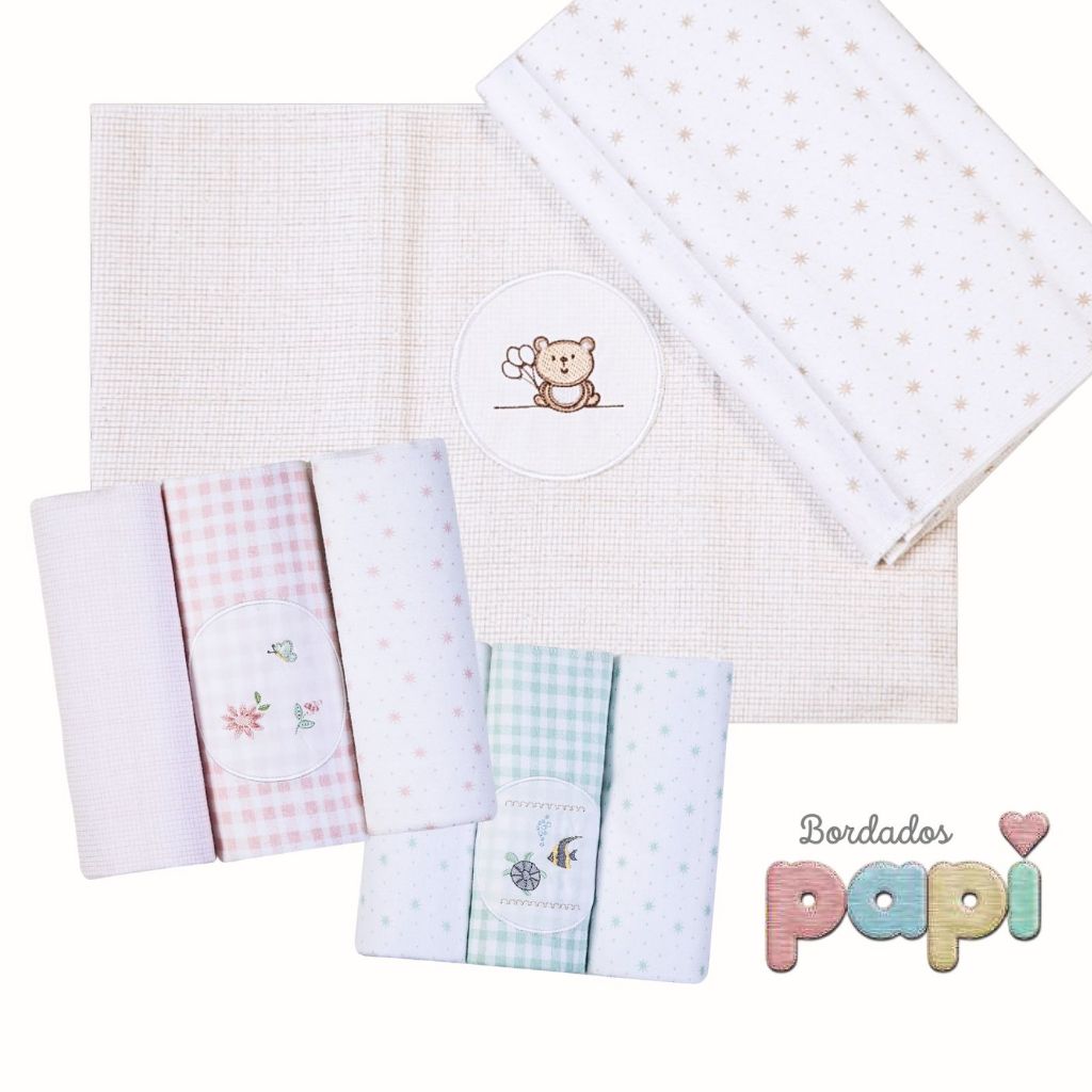 Cueiro Flanelado Papi Kit 3 Und | Swaddle 100% Algodão 80x80cm Manta ...