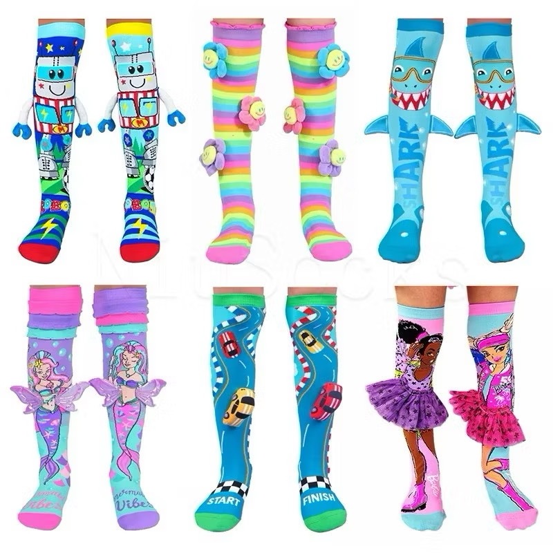 Meia Maluca 3D Infantil Divertida Personagens Cano Alto Algodão Cartoon ...