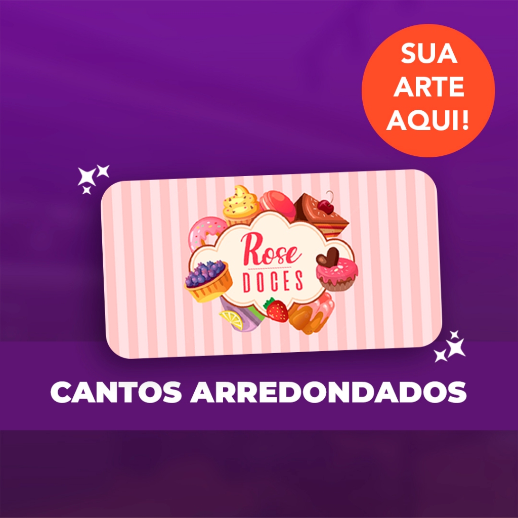 Cartão de Visitas Personalizados Cantos Arredondados Brilhante Tamanho ...