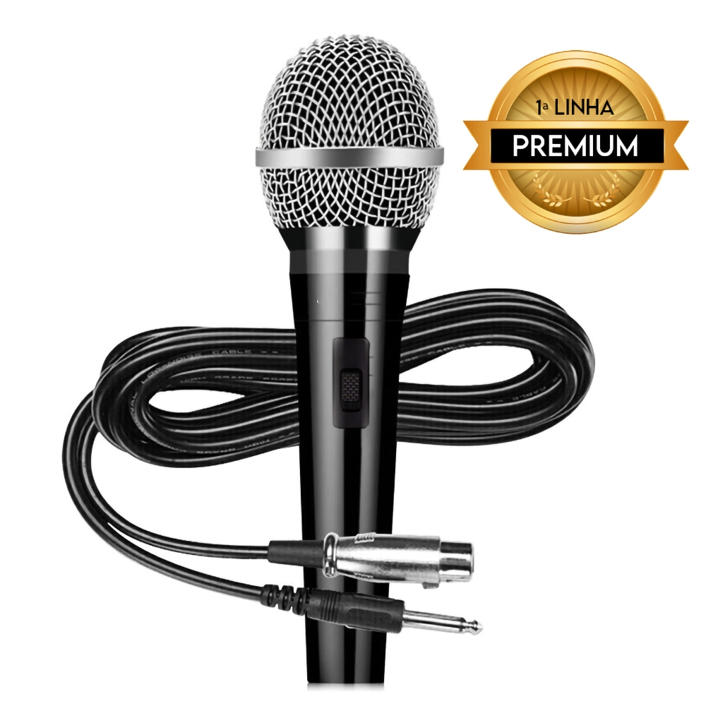 Microfone Profissional Dinâmico com Cabo P10 XLR 4 Metros Show ...