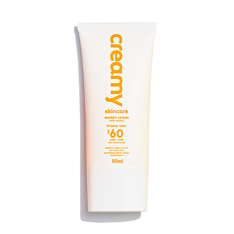 Protetor Solar Facial - FPS60 - Watery Lotion - Creamy Skincare - 50ml ...
