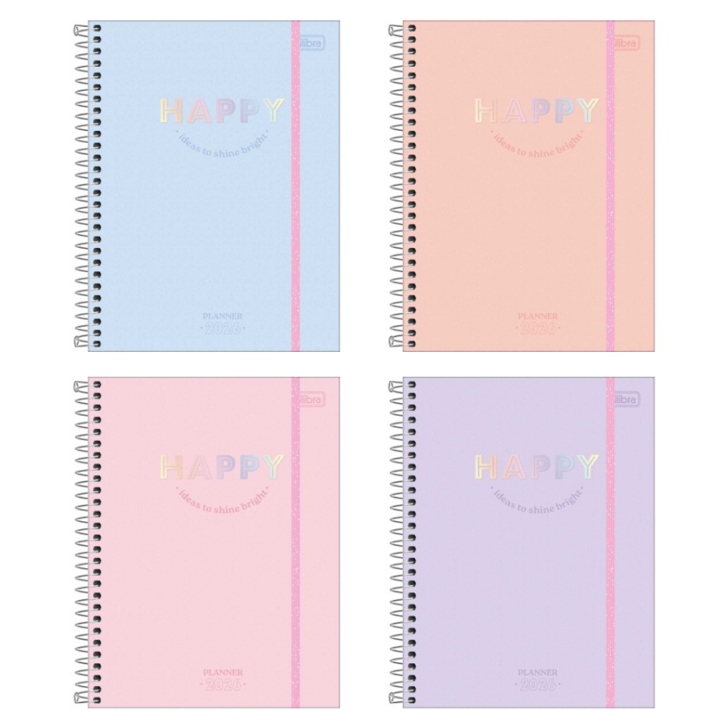 Planner Espiral Happy 2026 M7 (17,7cm x 24cm) _ Tilibra | Shopee Brasil